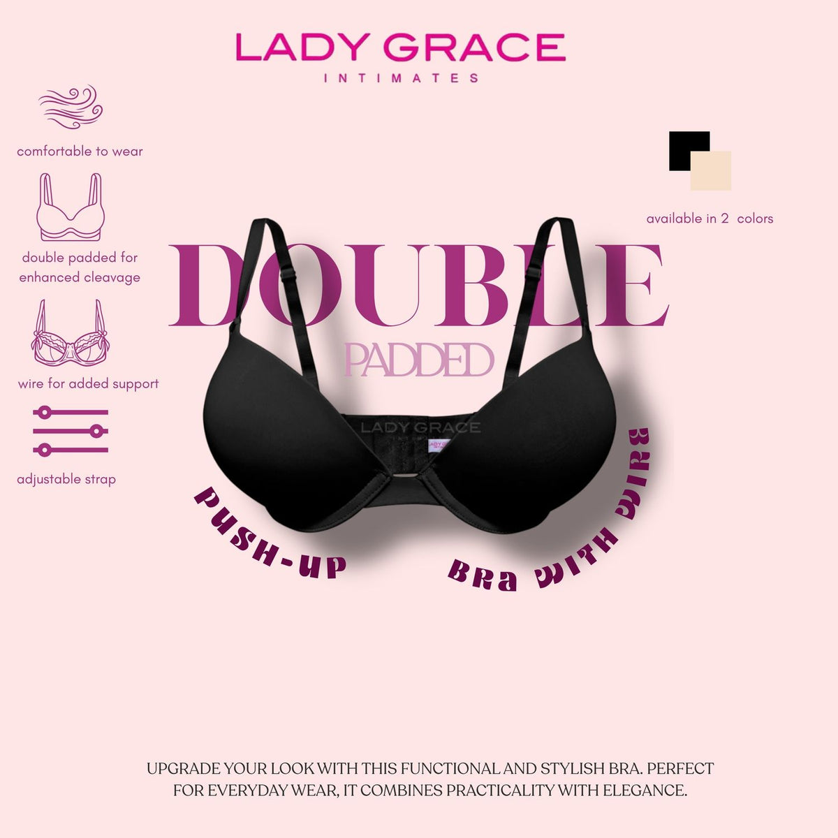 Lady Grace Double Padded Push-up Bra with Wire 5342 – Lady Grace Intimates
